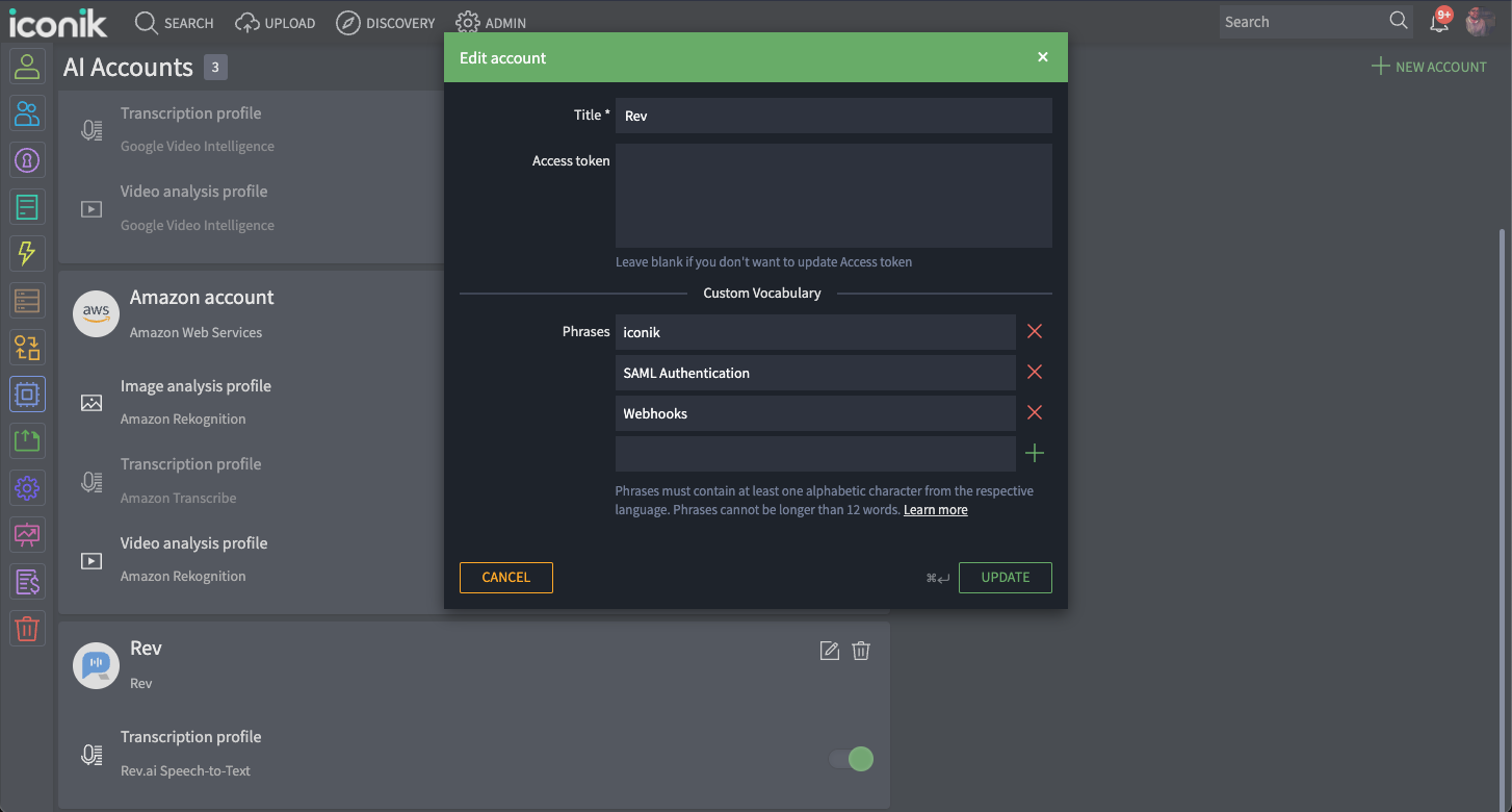 Adding Rev.ai – iconik