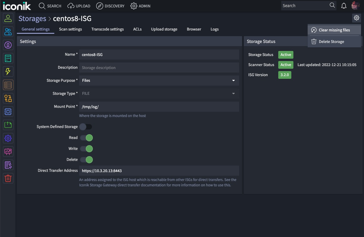 Clear missing files – iconik