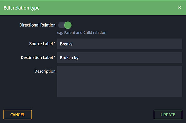 Editing Relation Types – iconik