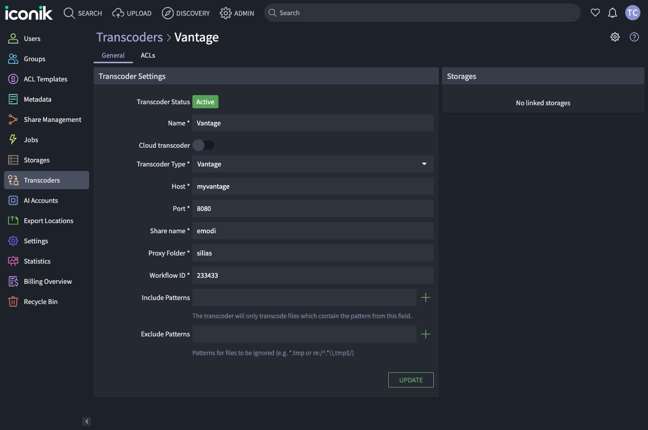 Vantage Transcoders – iconik