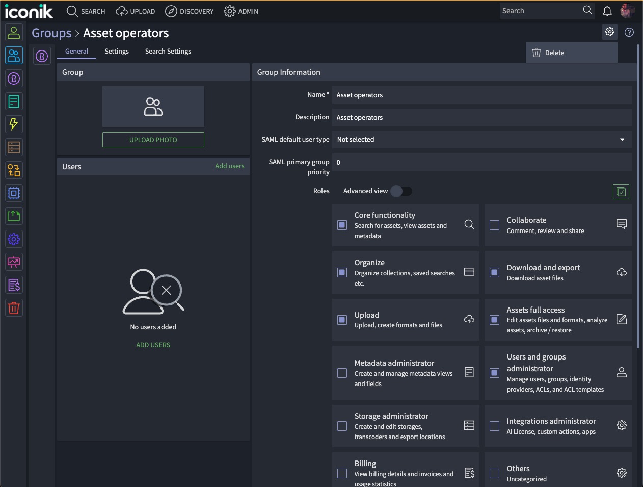Deleting User Groups – iconik