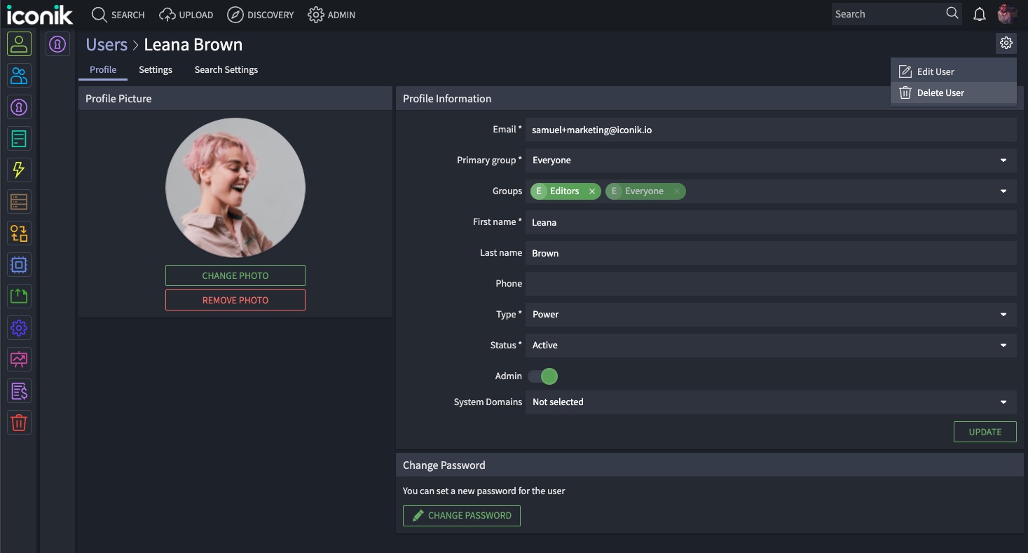 Deleting Users – iconik