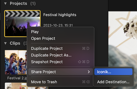 Uploading rendered Projects – iconik
