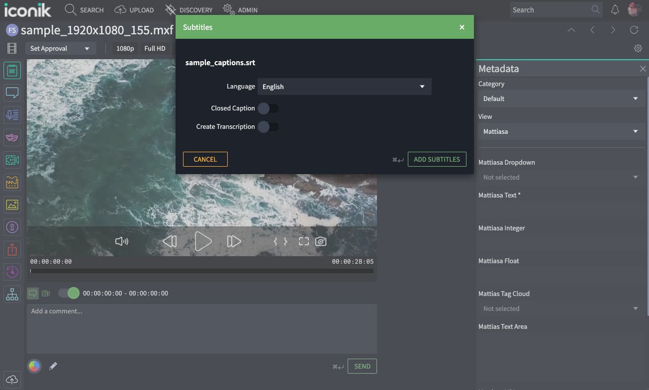 Uploading Subtitles/Captions – iconik