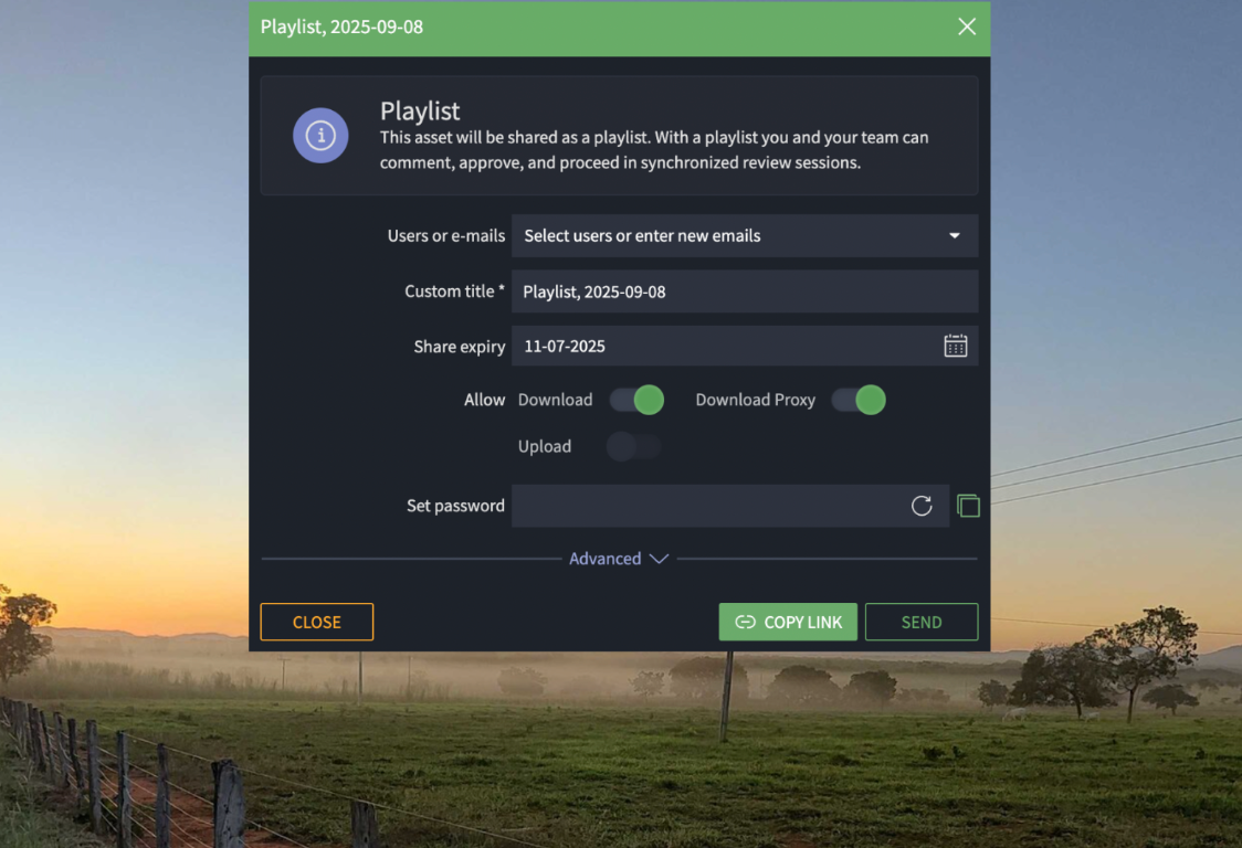 Create Playlist Share – iconik